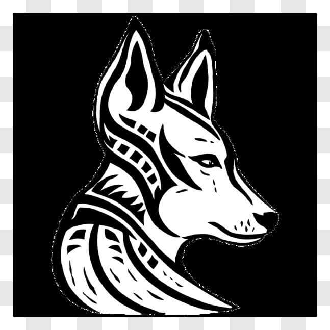 Download Black and White Tribal Animal Head Illustration PNG Online ...