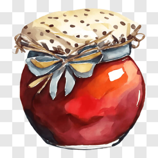 Download Watercolor Painting of Open Jar of Jam with Polka Dots and ...