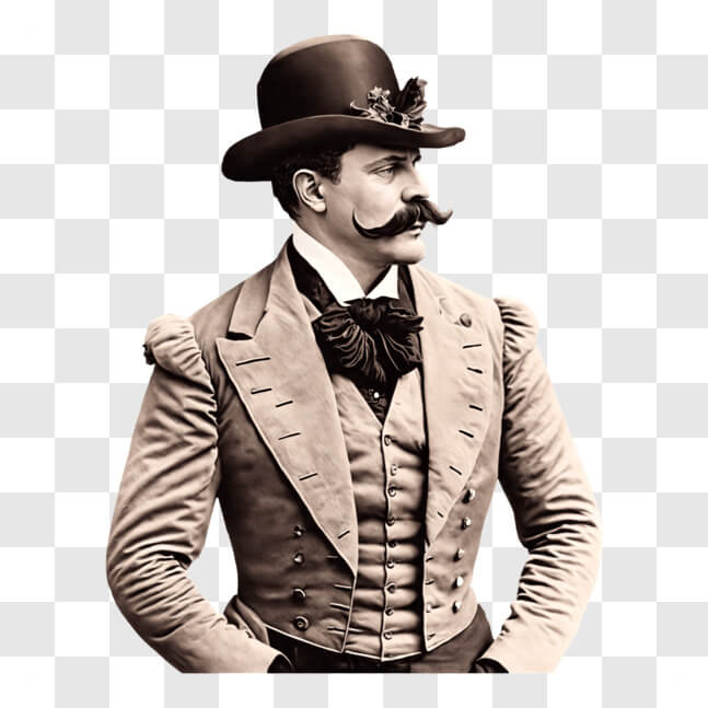 Download Man in Old-Fashioned Outfit with Mustache PNGs Online ...