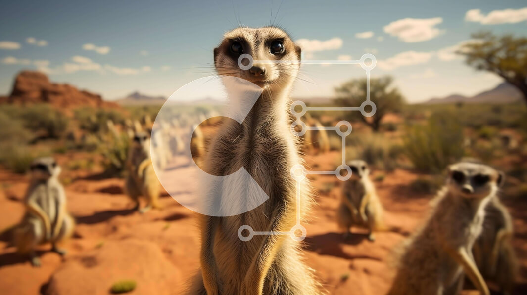 Curious Meerkats in the Desert stock photo | Creative Fabrica