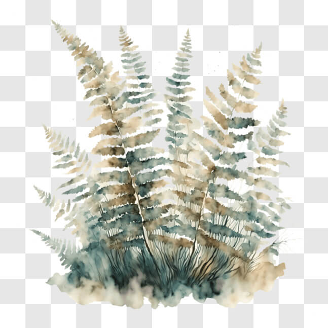 Download Watercolor Painting of Ferns PNGs Online - Creative Fabrica
