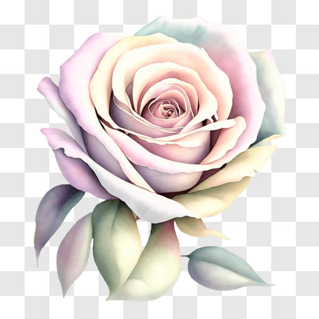Download Pink Rose with White Petals and Green Leaves PNGs Online ...