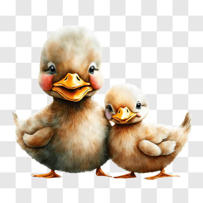 Download Adorable Ducks Standing Side by Side with Beaks Open PNGs ...