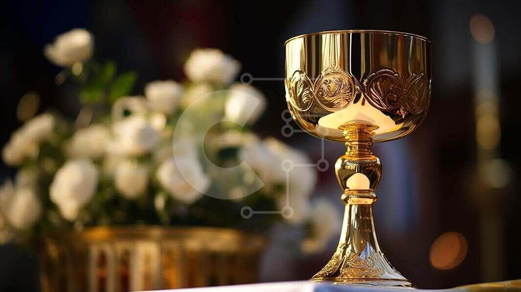 Gold Goblet for Religious Ceremonies stock photo | Creative Fabrica
