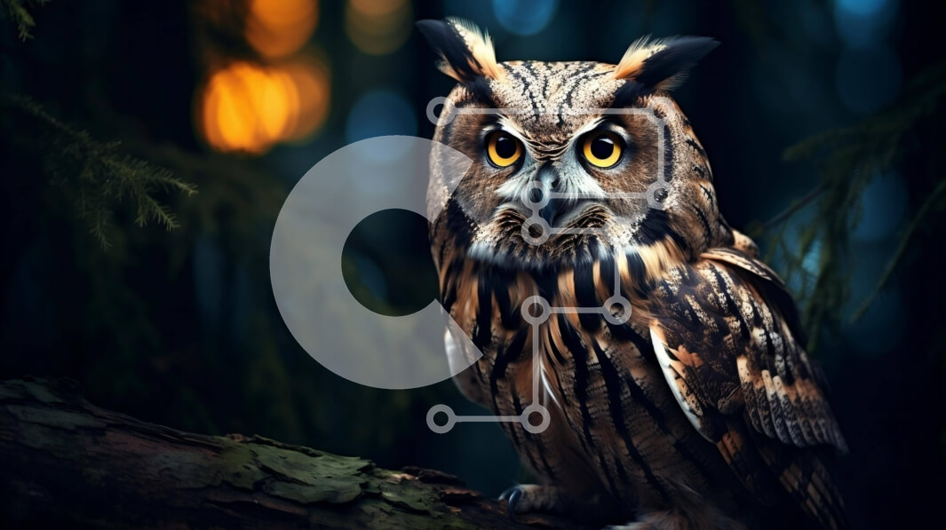 Linda Coruja na Floresta banco de imagens | Creative Fabrica