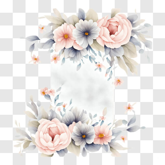Scarica Cornice floreale con fiori rosa e bianchi PNGs Online ...