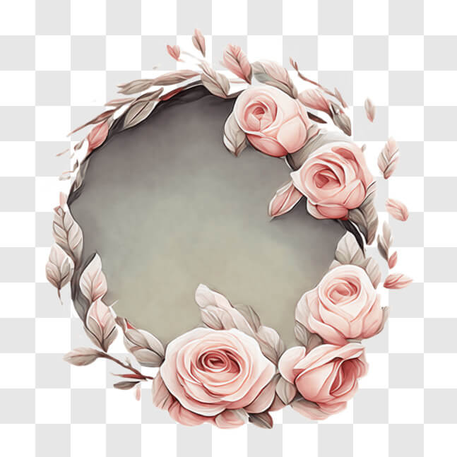 Download Artistic Pink Roses Circular Frame PNGs Online - Creative Fabrica