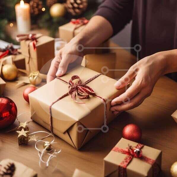 Holiday Season Gift Wrapping stock photo | Creative Fabrica