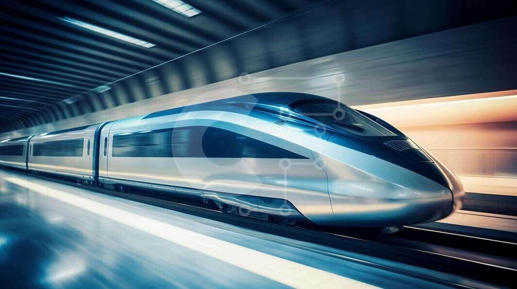 High-speed Train in Motion stock photo | Creative Fabrica