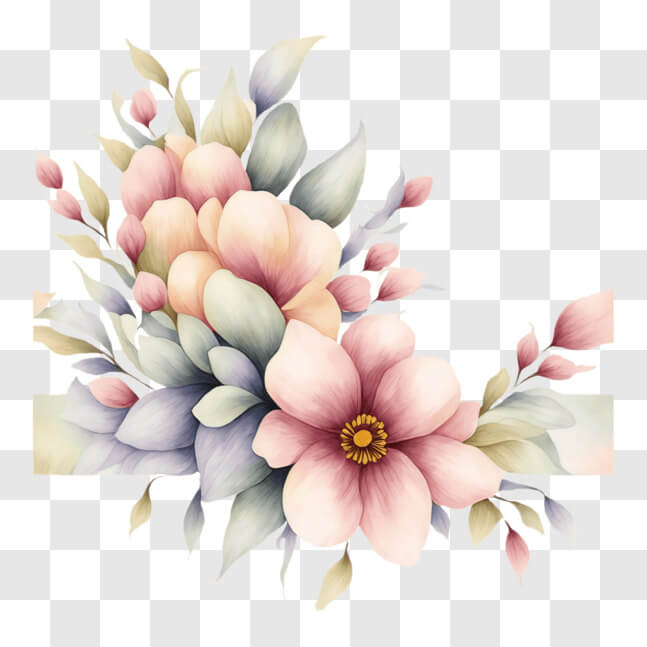 Download Floral Bouquet with Pink, Purple, and White Flowers PNGs ...