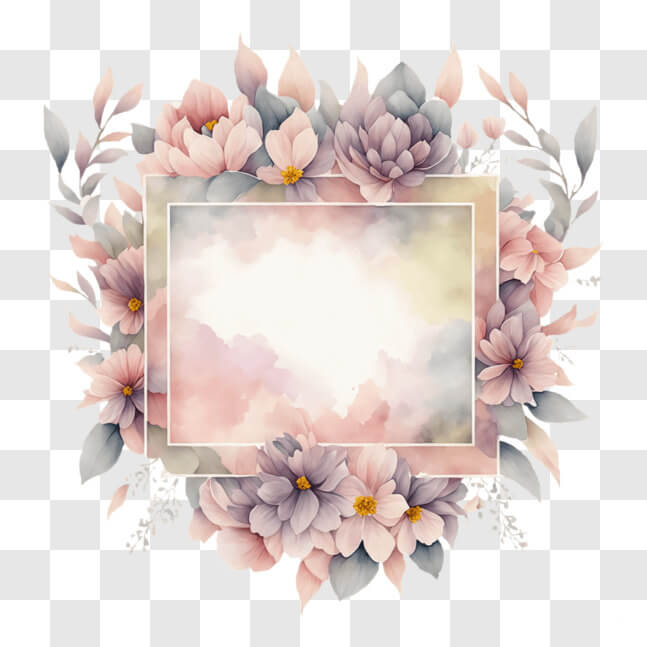 Download Watercolor Pink Flowers Frame on Black Background PNGs Online ...