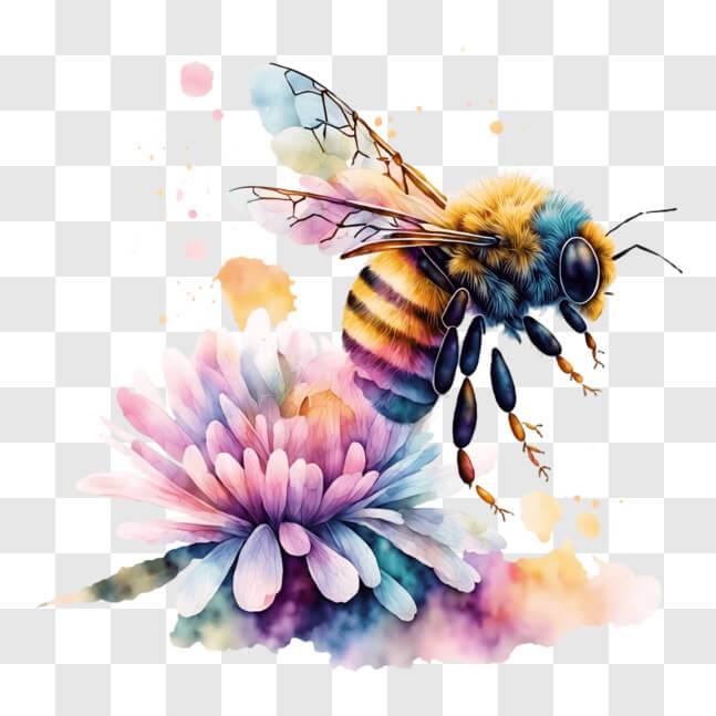 Download Bee on Flowers - Promoting Honeybees and Wildflowers PNGs ...