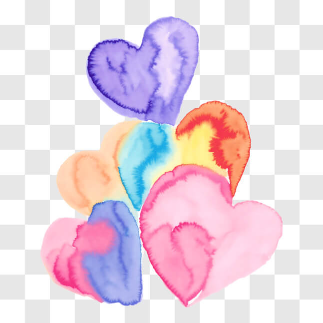 Download Colorful Heart-shaped Watercolor Painting PNGs Online ...