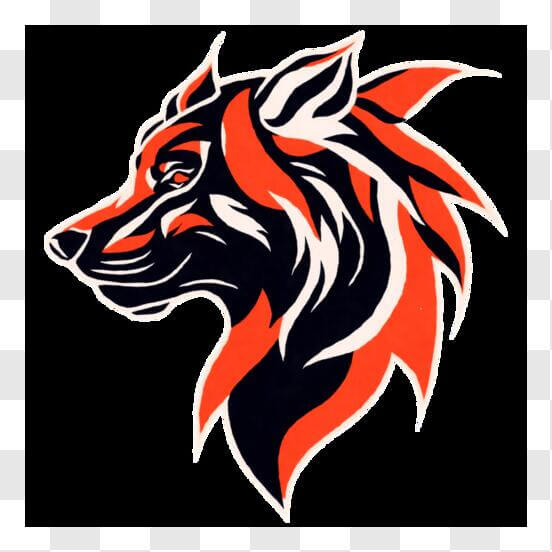 Download Majestic Orange and Black Wolf PNG Online - Creative Fabrica