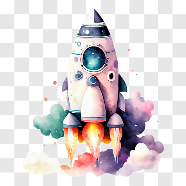 Download Colorful Rocket Ship Flying Through the Clouds PNGs Online ...