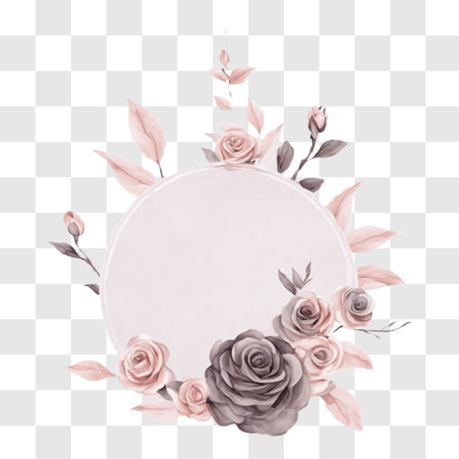 Descarga Marco Redondo de Rosas Rosadas PNGs En Línea - Creative Fabrica