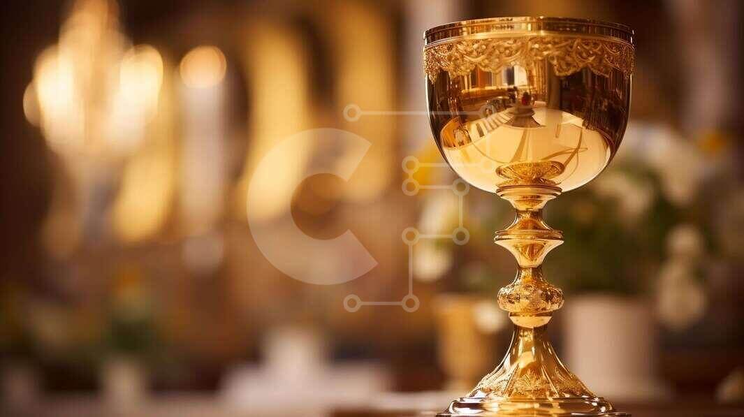 Gold Communion Goblet for Holy Communion Celebration stock photo ...