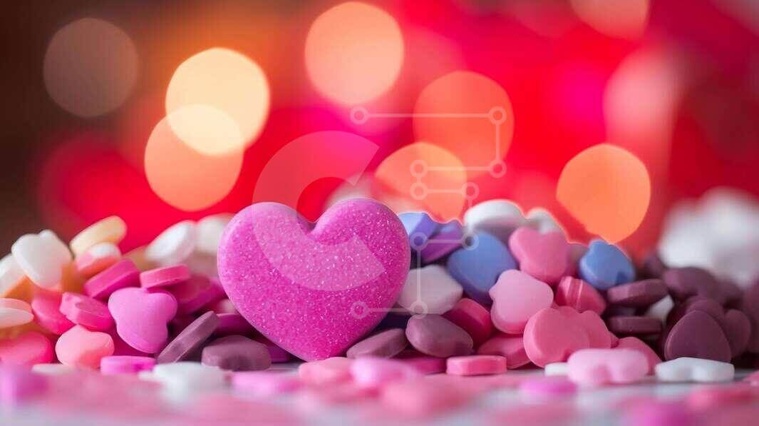 Colorful Hearts and Heart Shaped Candy for Valentine's Day stock photo ...