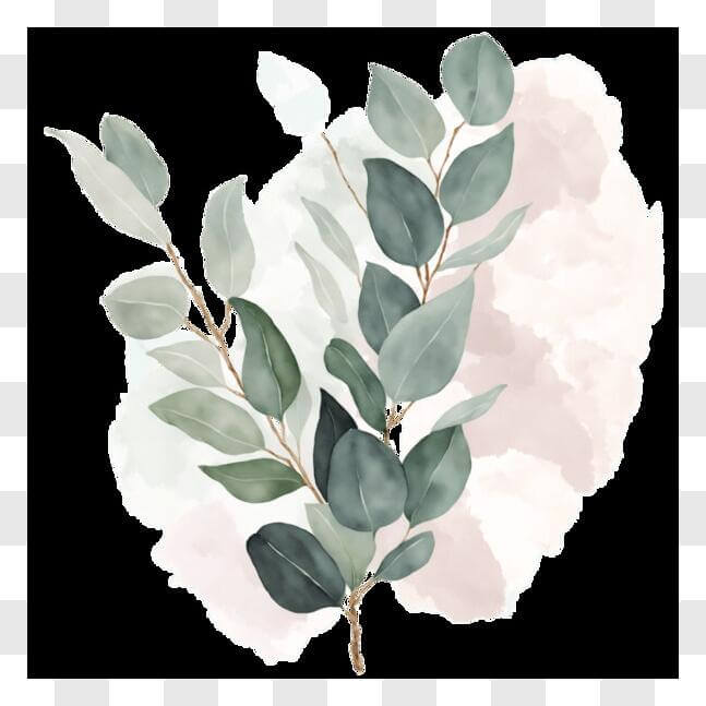 Download Watercolor Eucalyptus Plant Painting PNG Online - Creative Fabrica
