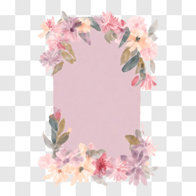 Scarica Cornice floreale rosa con foglie verdi e fiori PNGs Online ...