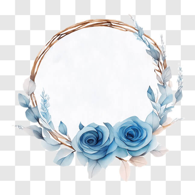 Download Blue Roses and Leaves Frame PNGs Online - Creative Fabrica