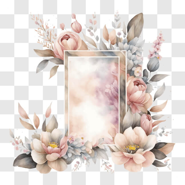 Descarga Marco floral con flores rosadas y hojas verdes PNGs En Línea ...