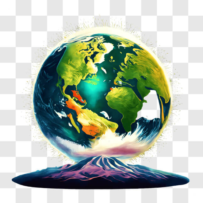 Download Colorful Globe Floating in Active Volcano PNGs Online ...