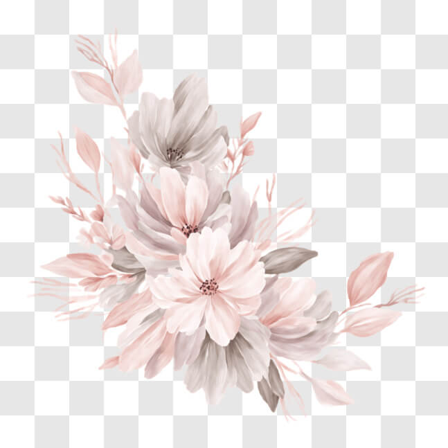 Download Bouquet of Pink and Gray Flowers on Black Background PNGs ...