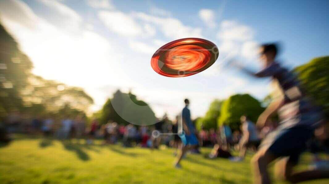 Group of People Playing Frisbee stock photo | Creative Fabrica