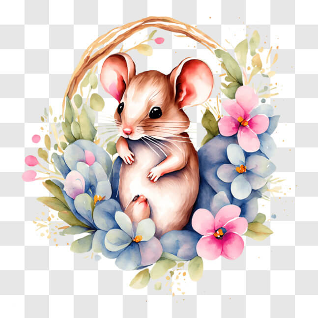 Download Cute Mouse Sitting on Floral Arrangement PNGs Online ...