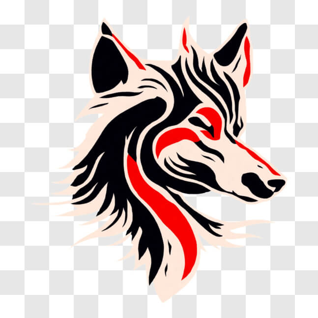 Download Red, Black, and White Wolf Head Design PNGs Online - Creative ...