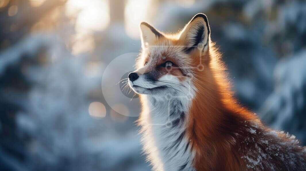 Inspirational Red Fox in the Snow Wallpaper stock photo | Creative Fabrica