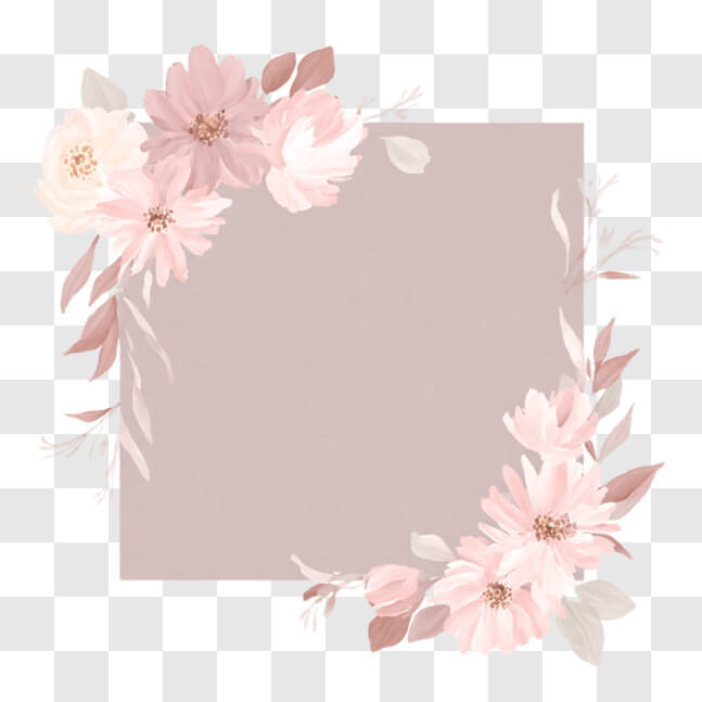 Download Square Frame with Pink Flowers and Leaves PNGs Online ...
