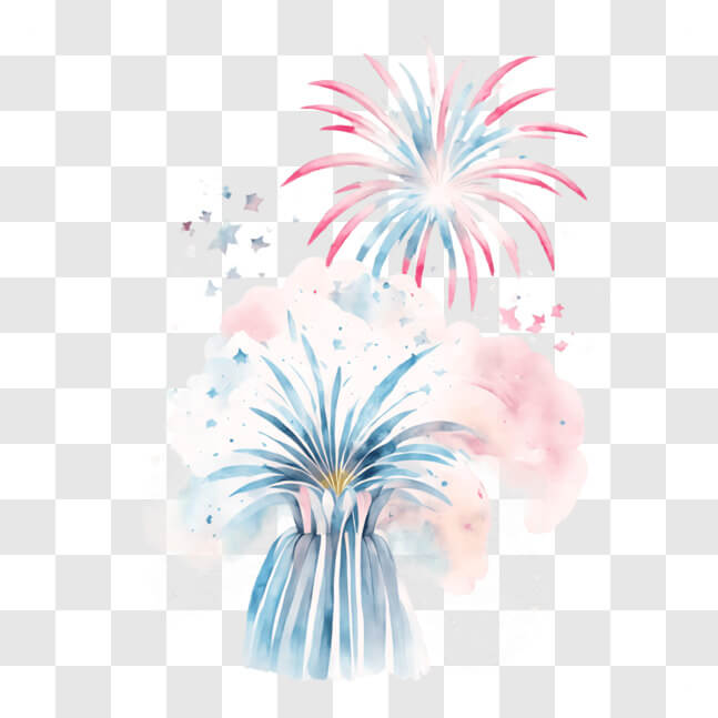 Download Watercolor Painting of Fireworks in the Shape of an Erupting ...