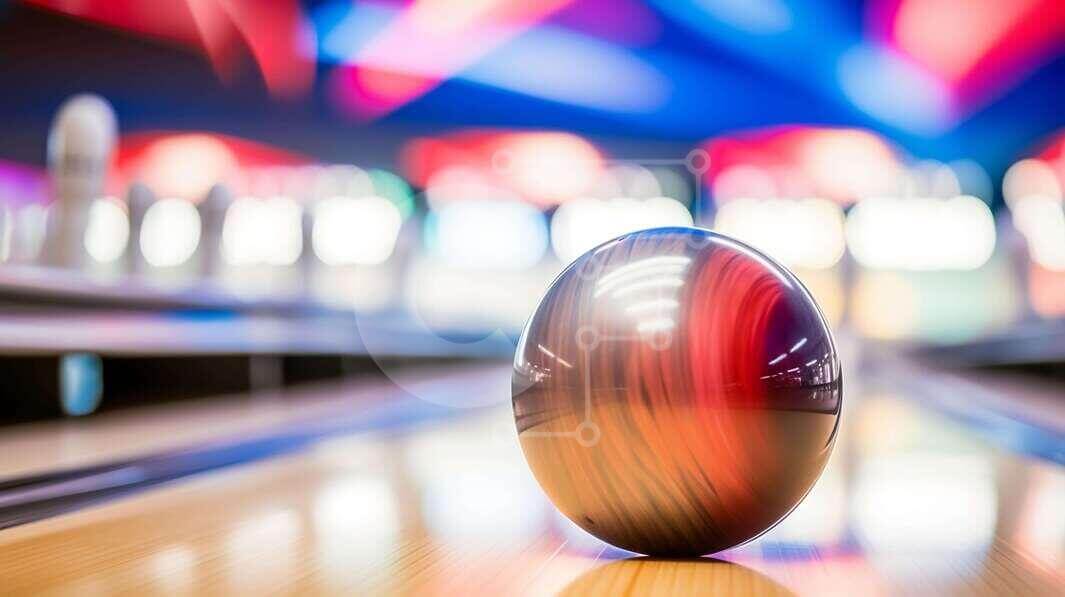 Bowling Ball in Motion on the Lanes stock photo | Creative Fabrica