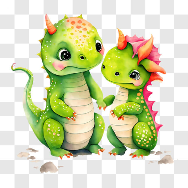 Download Two Green Dinosaurs Hugging or Snuggling Together PNGs Online ...