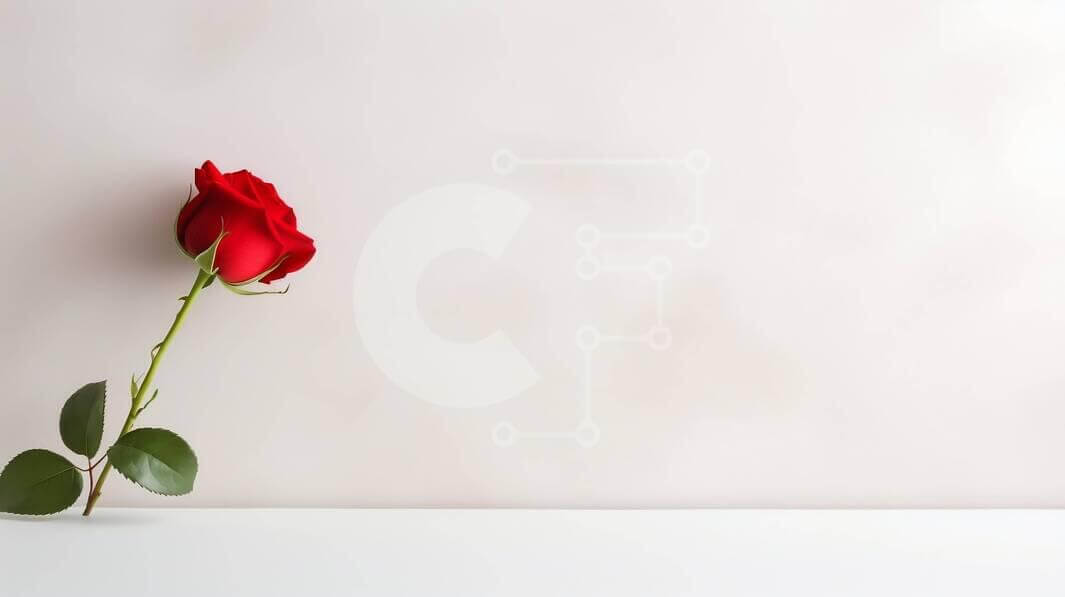 Beautiful Red Rose on Empty White Table stock photo | Creative Fabrica
