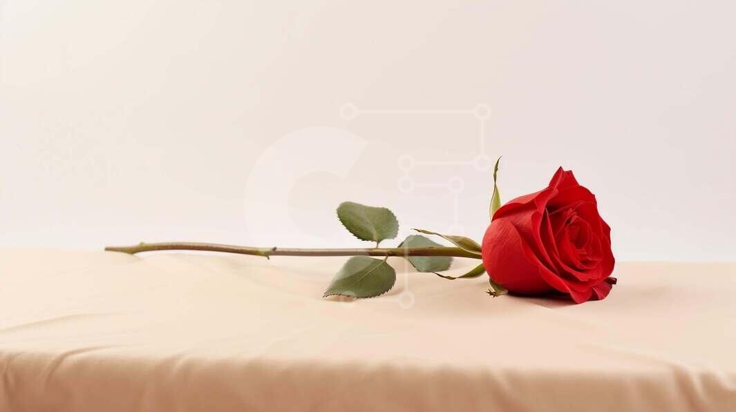 Beautiful Red Rose on a Table stock photo | Creative Fabrica