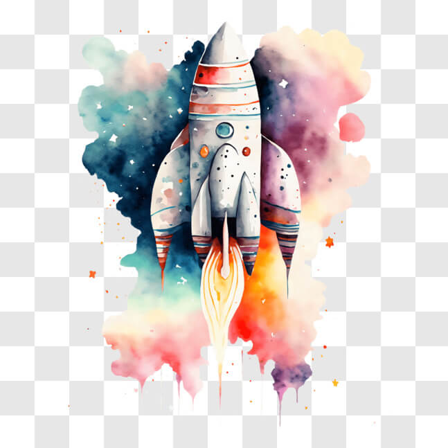 Download Colorful Rocket Ship Flying Through Clouds PNGs Online ...