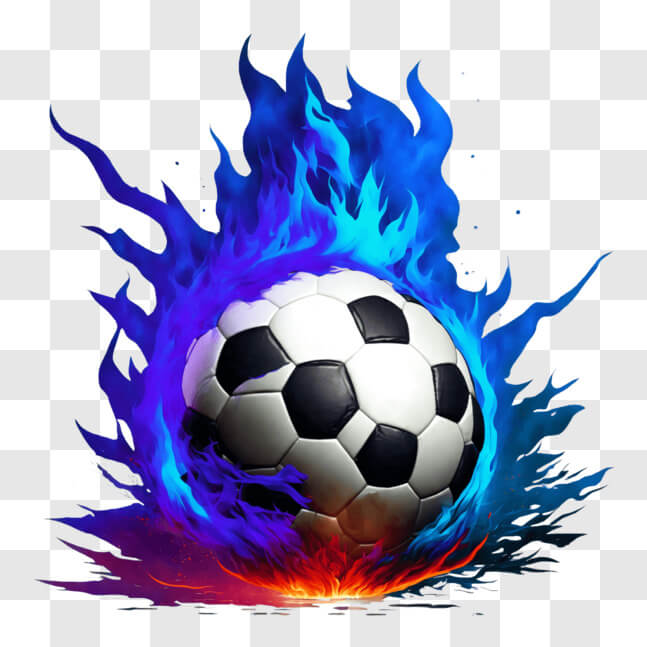 Download Soccer ball with blue flames PNGs Online - Creative Fabrica