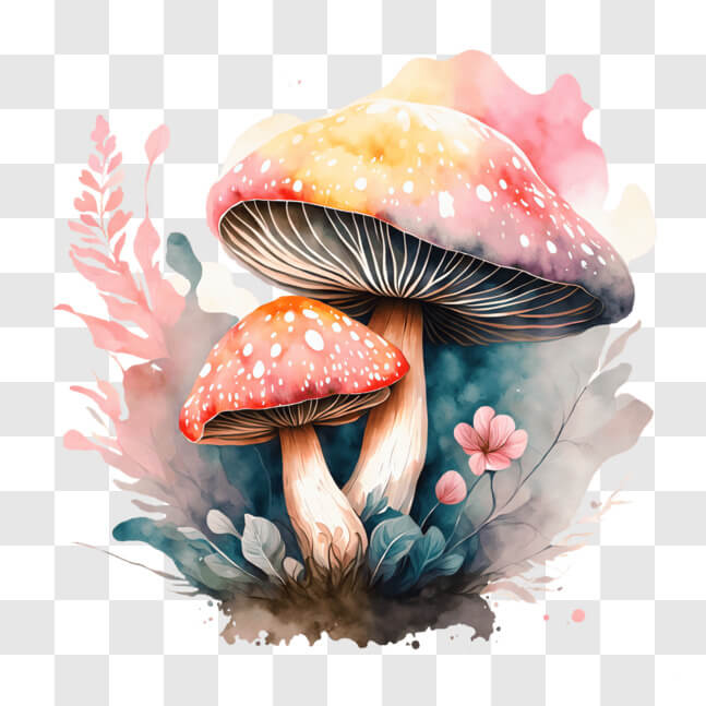 Download Watercolor painting of two mushrooms PNGs Online - Creative ...