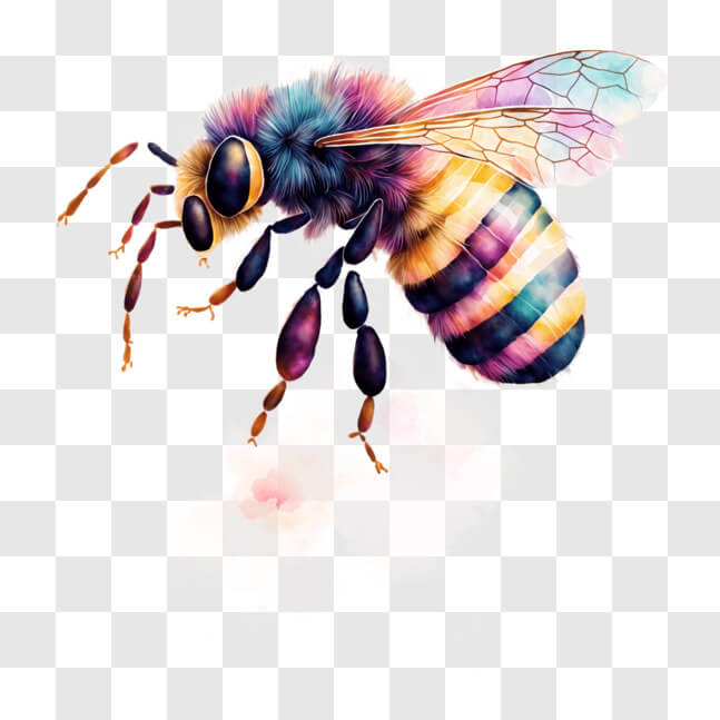 Download Colorful Bee Flying with Clouds PNGs Online - Creative Fabrica