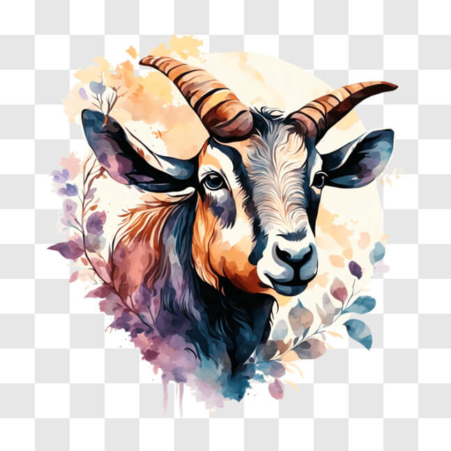 Download Abstract Goat's Head Painting with Colorful Leaves PNGs Online ...