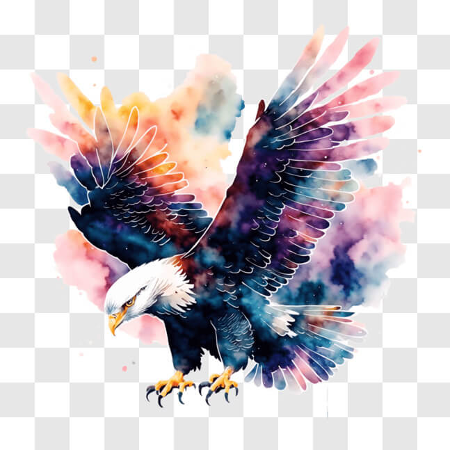 Download Colorful Eagle Flying in the Sky with Watercolor Splashes PNGs ...