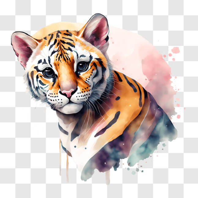 Download Watercolor Painting of an Orange Tiger PNGs Online - Creative ...