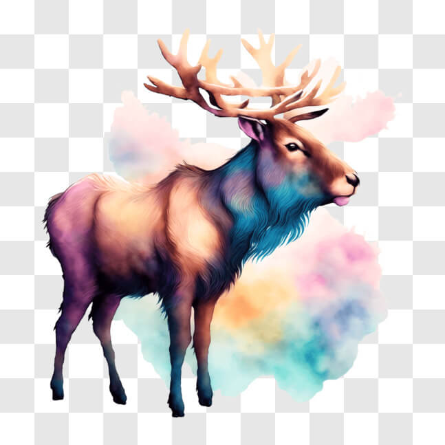 Download Colorful Elk Painting in Abstract Style PNGs Online - Creative ...