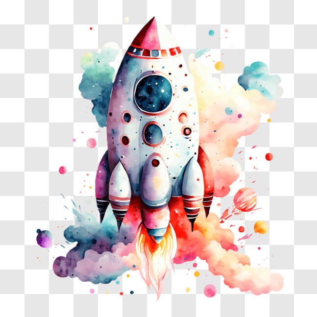 Download Colorful Rocket Ship Flying Through the Clouds PNGs Online ...