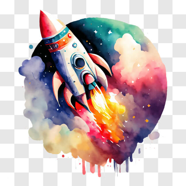 Download Colorful Rocket Ship Flying Through the Air PNGs Online ...