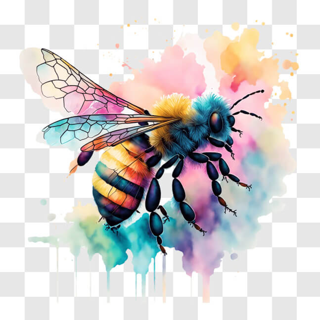 Download Artistic Image of a Bee with Colorful Paint Splatters PNGs ...