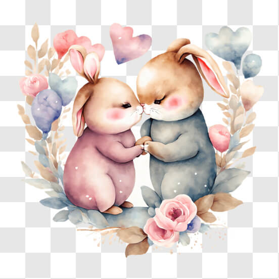 Download Adorable Bunnies Expressing Love and Affection PNG Online ...